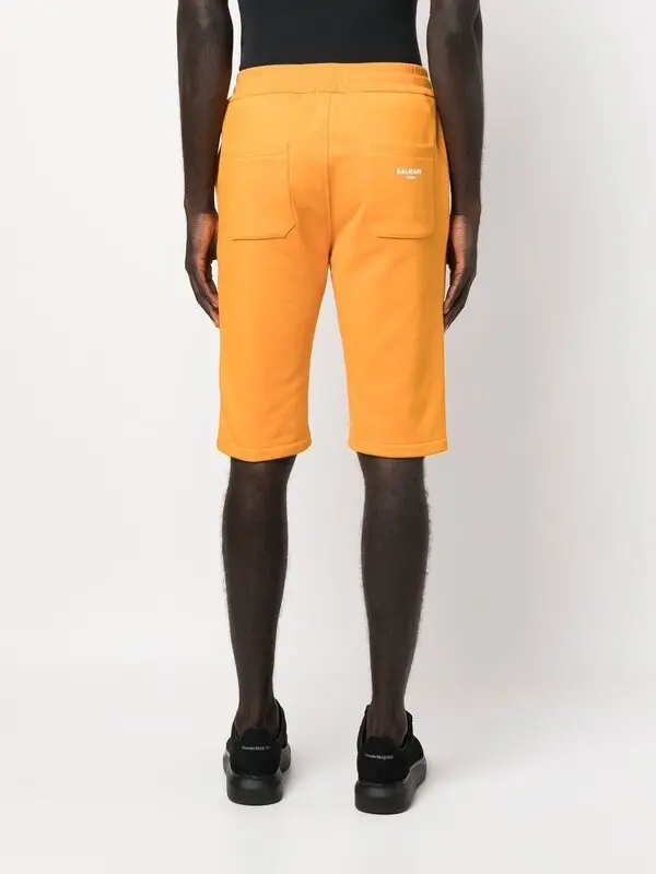 Balmain Drawstring-waist Cotton Shorts - Orange