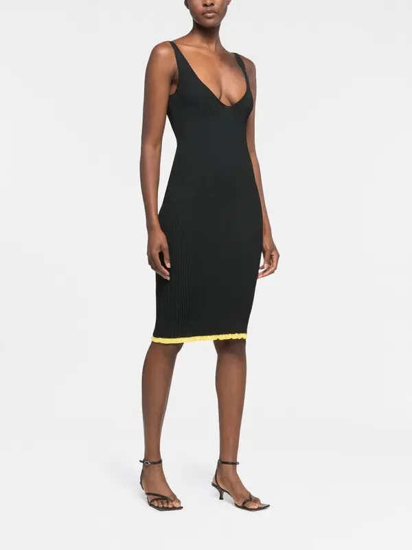 AZ FACTORY X Ester Manas V-neck Ribbed Midi Dress
