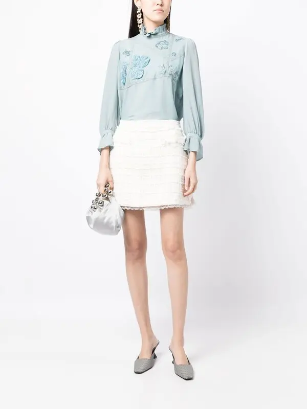 Shiatzy Chen Floral Appliqué Blouse