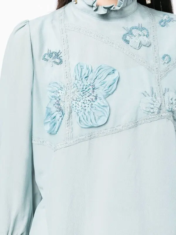 Shiatzy Chen Floral Appliqué Blouse