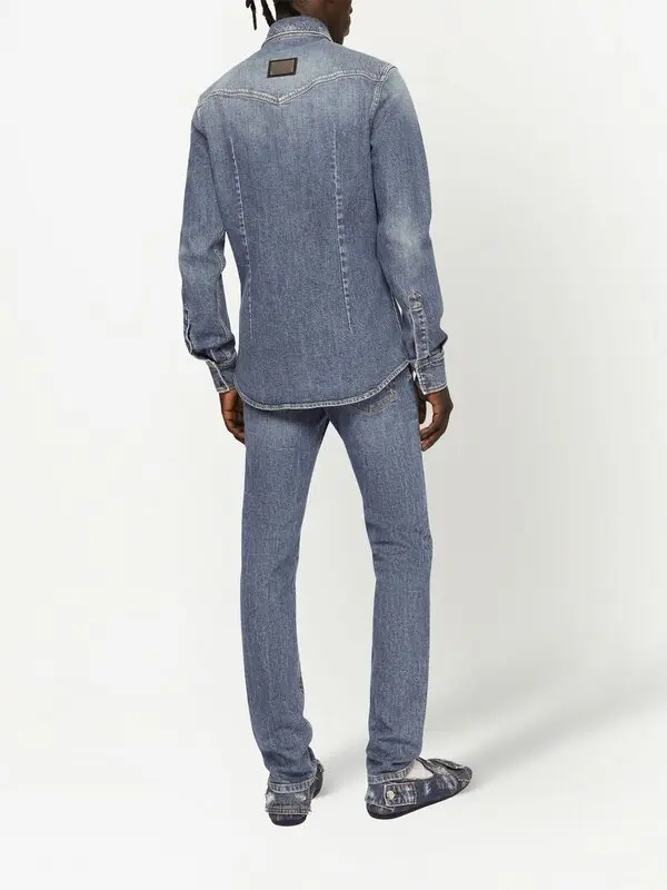 Dolce & Gabbana Logo-appliqué Skinny Jeans - Blue