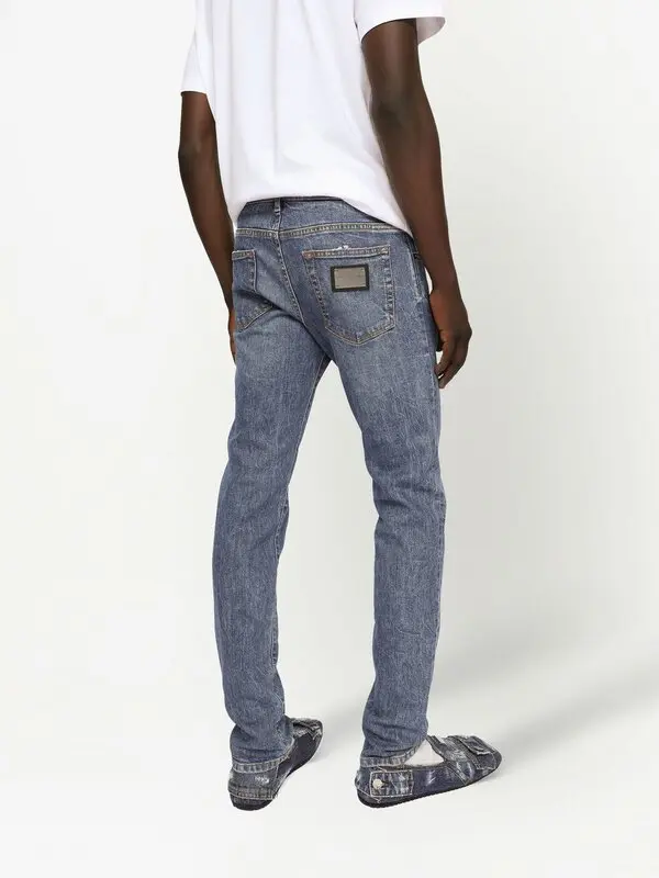 Dolce & Gabbana Logo-appliqué Skinny Jeans - Blue