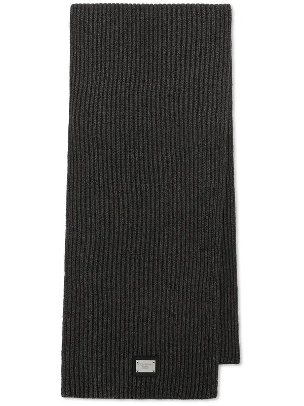 Dolce & Gabbana Logo-patch Wool Scarf - Grey
