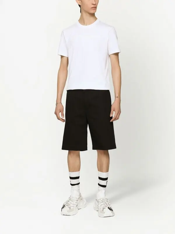 Dolce & Gabbana Logo Tag Cotton Shorts - Black