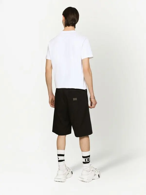 Dolce & Gabbana Logo Tag Cotton Shorts - Black