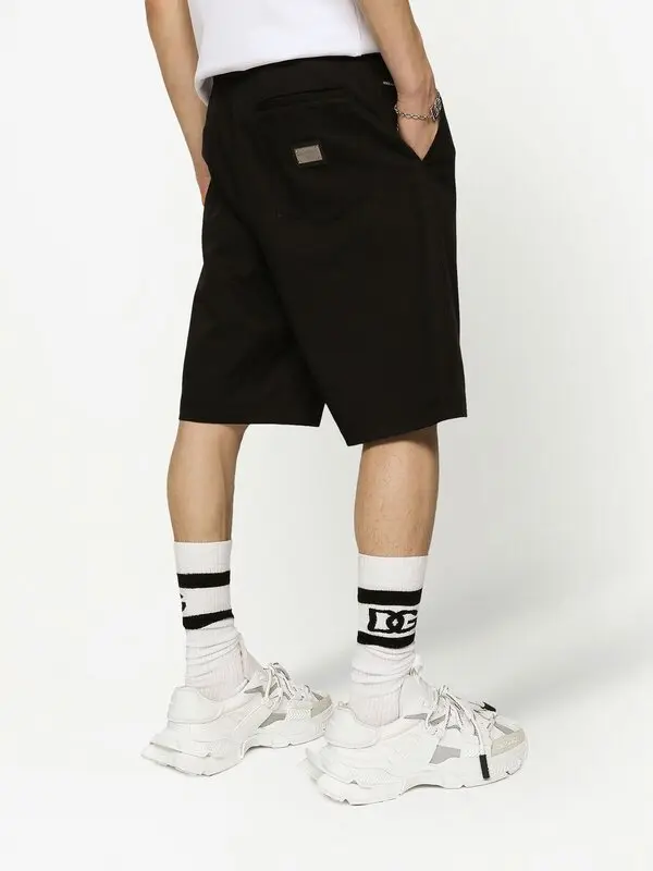Dolce & Gabbana Logo Tag Cotton Shorts - Black