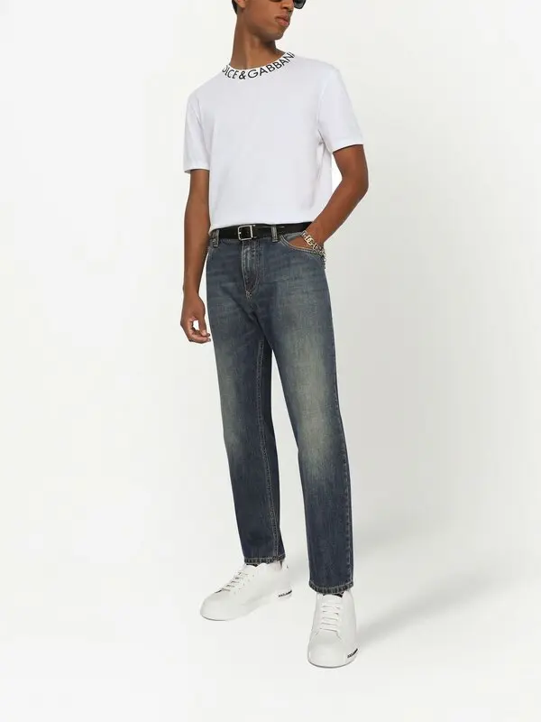 Dolce & Gabbana Logo Appliqué Loose Jeans - Blue
