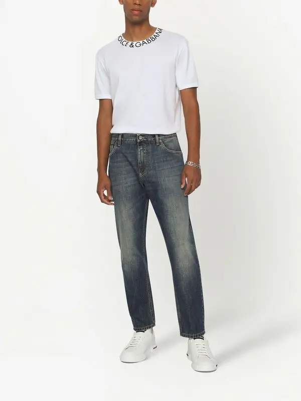 Dolce & Gabbana Logo Appliqué Loose Jeans - Blue