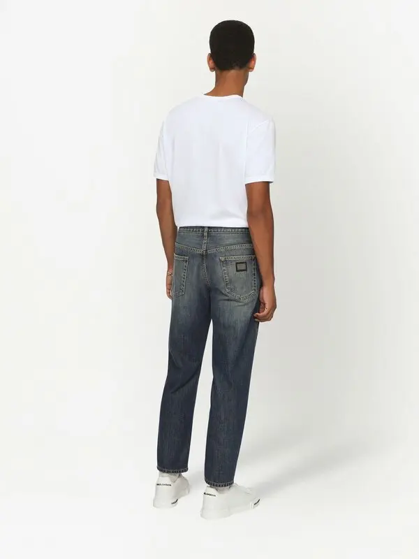 Dolce & Gabbana Logo Appliqué Loose Jeans - Blue