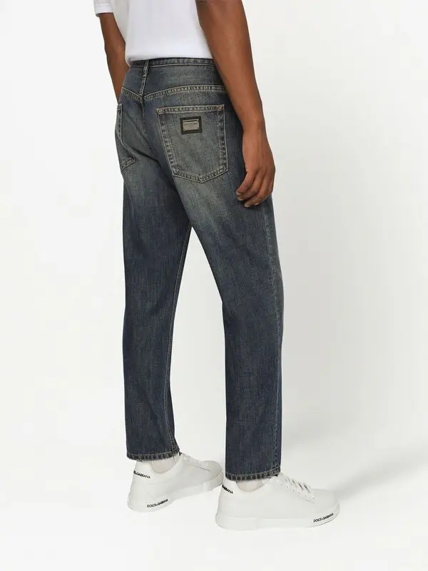 Dolce & Gabbana Logo Appliqué Loose Jeans - Blue