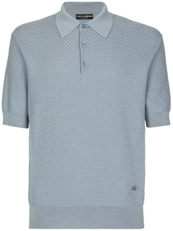 Dolce & Gabbana Waffle-knit Short-sleeved Polo Shirt