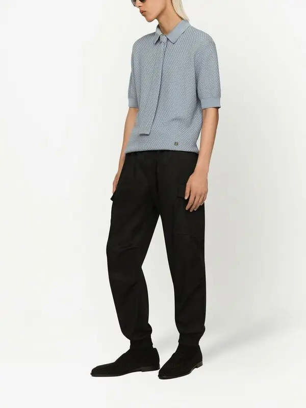 Dolce & Gabbana Waffle-knit Short-sleeved Polo Shirt