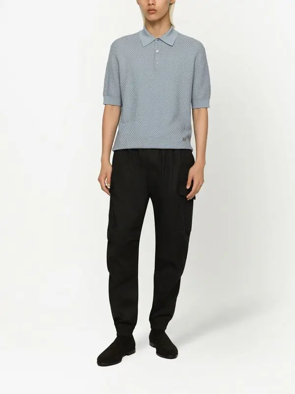 Dolce & Gabbana Waffle-knit Short-sleeved Polo Shirt