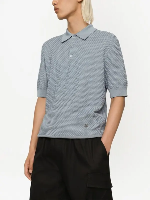 Dolce & Gabbana Waffle-knit Short-sleeved Polo Shirt
