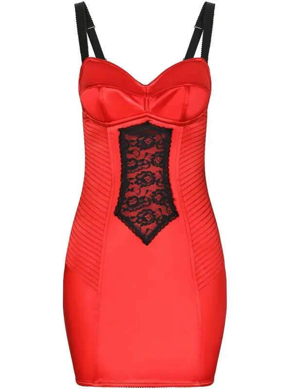 Dolce & Gabbana Lace-detail Satin Mini Dress