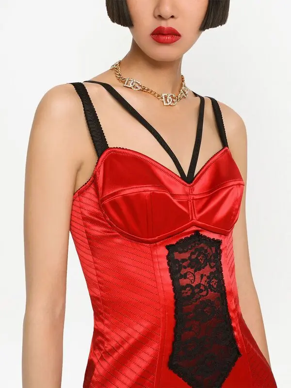 Dolce & Gabbana Lace-detail Satin Mini Dress