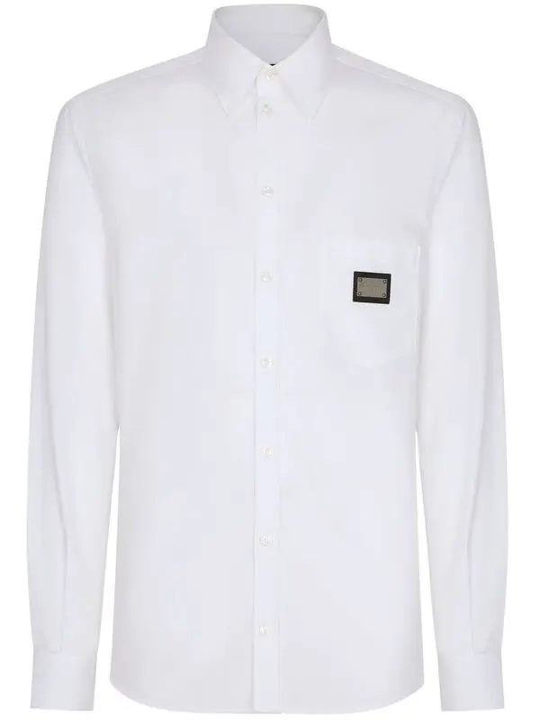 Dolce & Gabbana Martini-fit Logo-tag Cotton Shirt - White