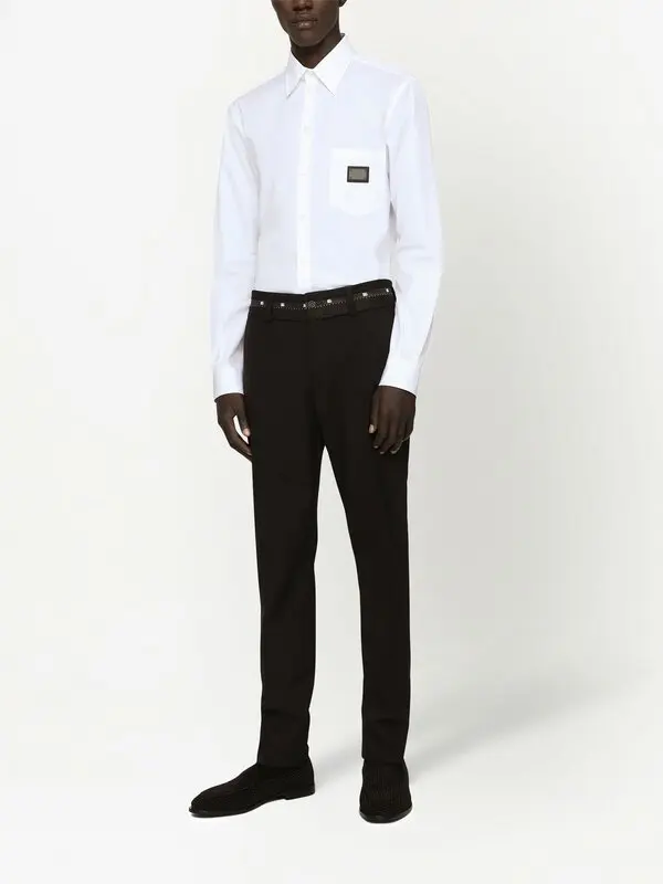 Dolce & Gabbana Martini-fit Logo-tag Cotton Shirt - White