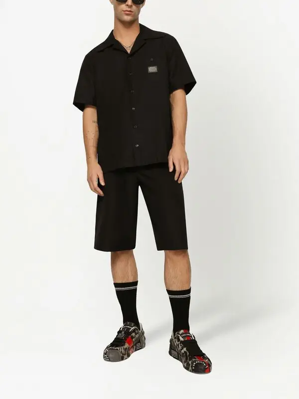 Dolce & Gabbana Logo-tag Cotton Shirt - Black