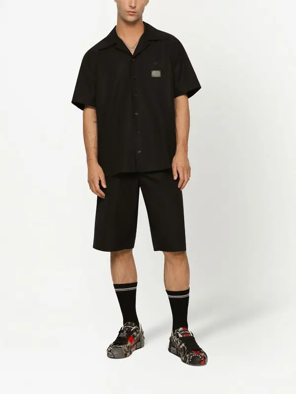 Dolce & Gabbana Logo-tag Cotton Shirt - Black