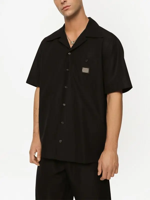Dolce & Gabbana Logo-tag Cotton Shirt - Black