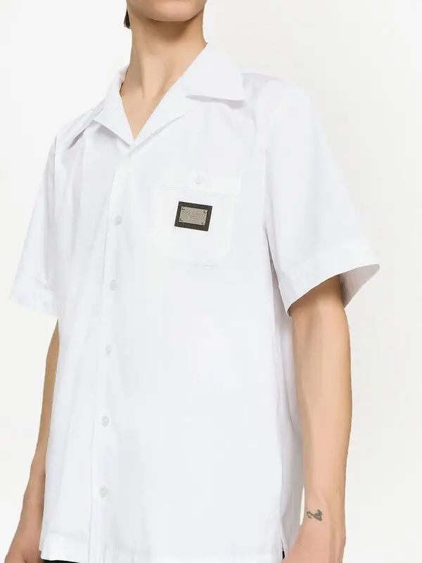 Dolce & Gabbana Logo-tag Cotton Bowling Shirt - White
