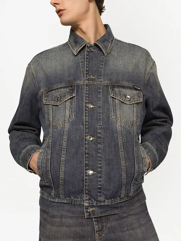 Dolce & Gabbana Distressed Denim Jacket - Blue