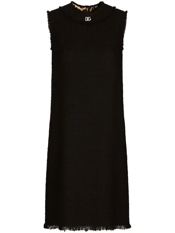 Dolce & Gabbana Tweed Midi Dress With Dg-logo
