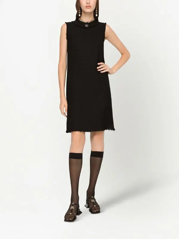 Dolce & Gabbana Tweed Midi Dress With Dg-logo