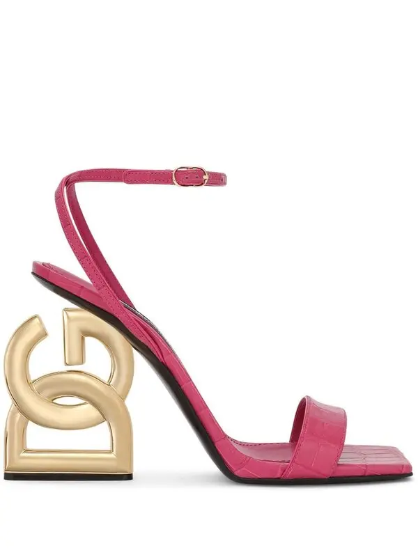 Dolce & Gabbana 3.5 105mm Crocodile-embossed Leather Sandals - Pink
