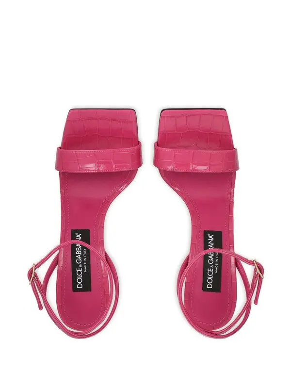 Dolce & Gabbana 3.5 105mm Crocodile-embossed Leather Sandals - Pink