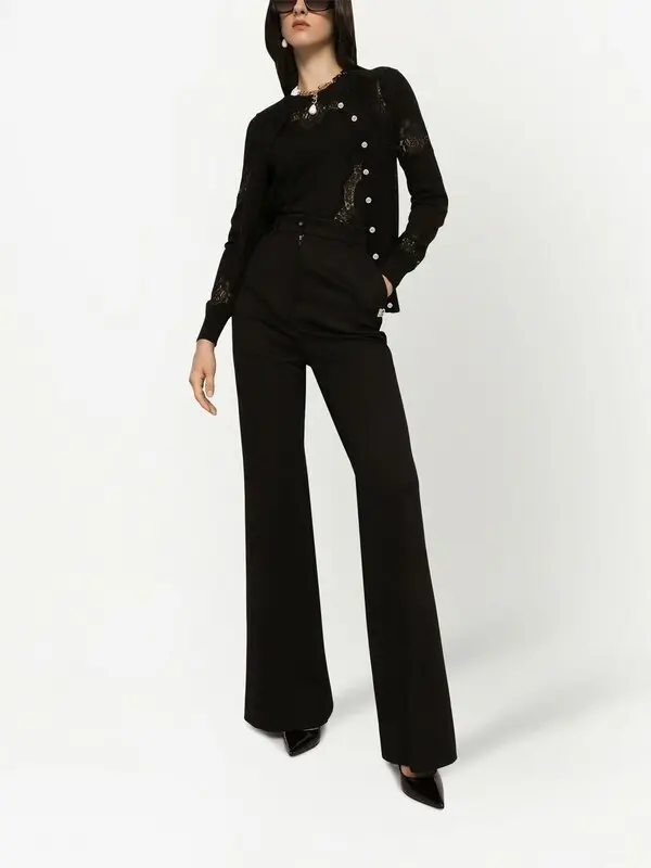Dolce & Gabbana Lace-panel Cashmere-silk Cardigan - Black