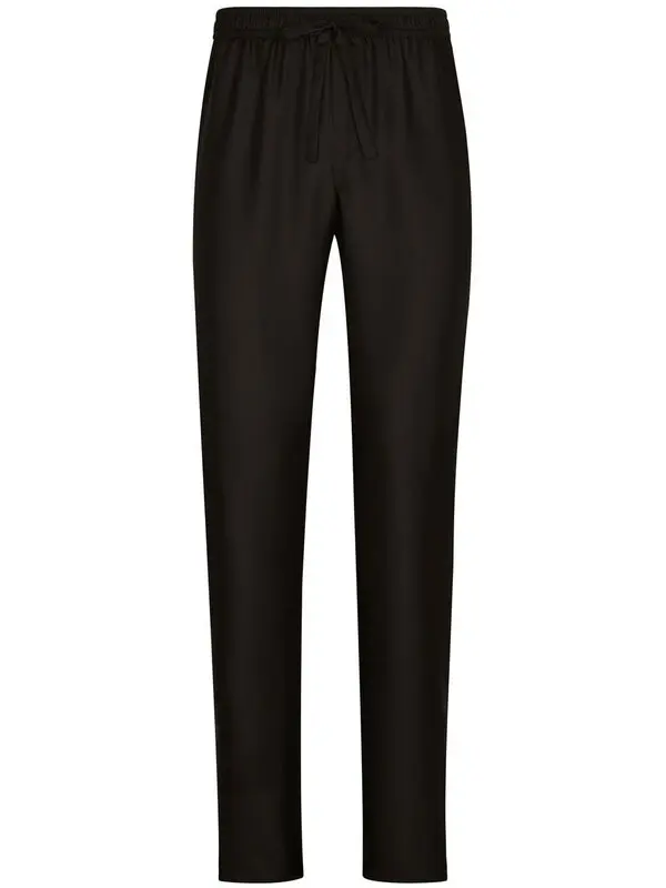 Dolce & Gabbana Logo-embroidered Silk Jogging Pants
