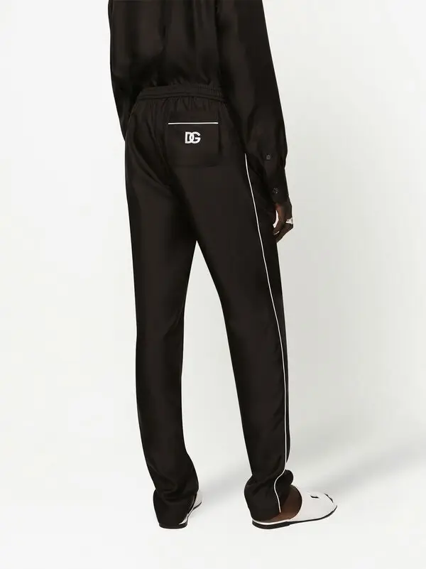 Dolce & Gabbana Logo-embroidered Silk Jogging Pants