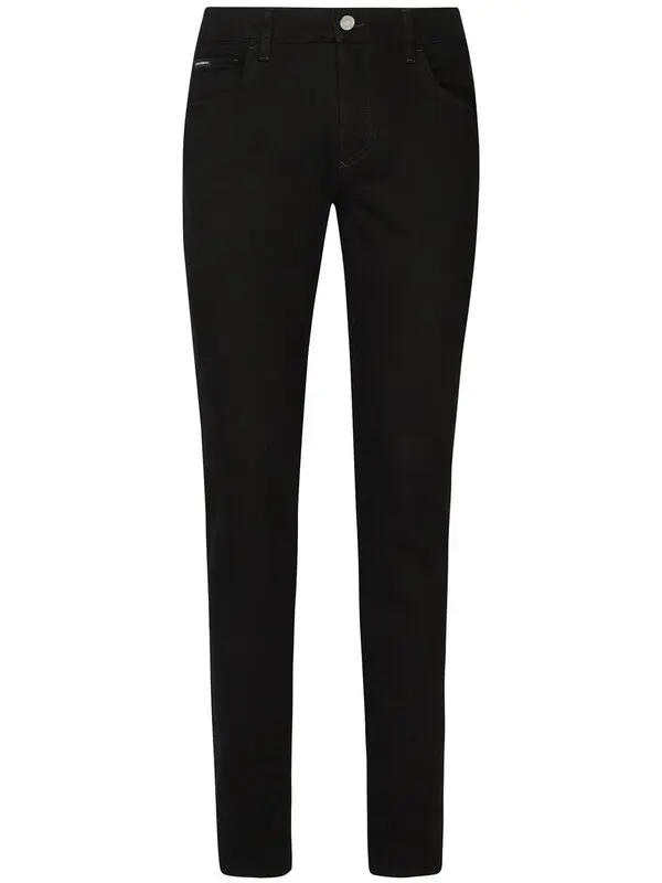 Dolce & Gabbana Logo-appliqué Skinny Jeans - Black