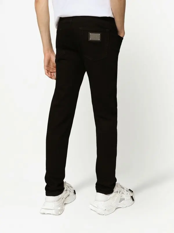Dolce & Gabbana Logo-appliqué Skinny Jeans - Black