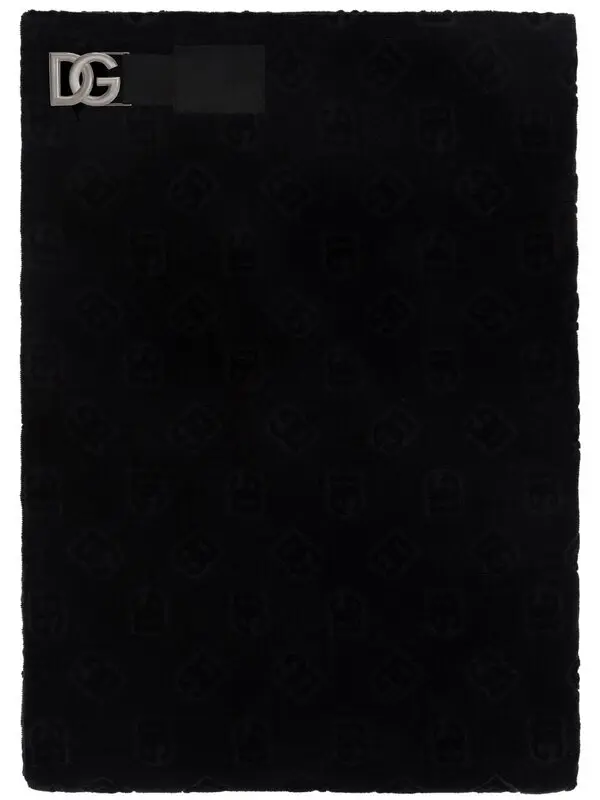 Dolce & Gabbana Dg Monogram Jacquard Beach Towel - Black