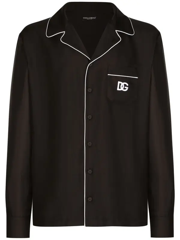 Dolce & Gabbana Logo-embroidered Silk Shirt - Black