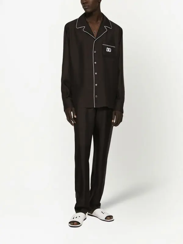 Dolce & Gabbana Logo-embroidered Silk Shirt
