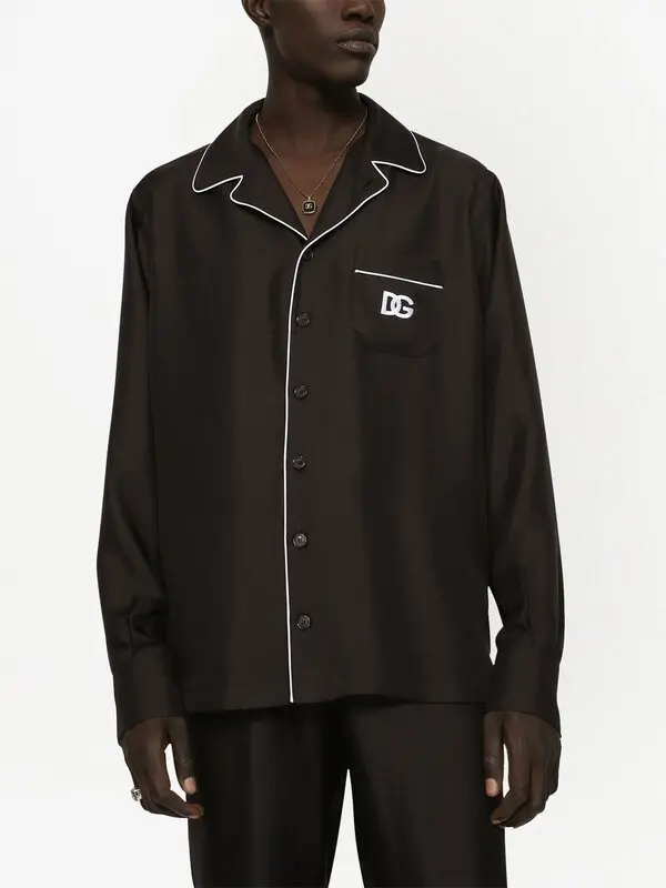 Dolce & Gabbana Logo-embroidered Silk Shirt