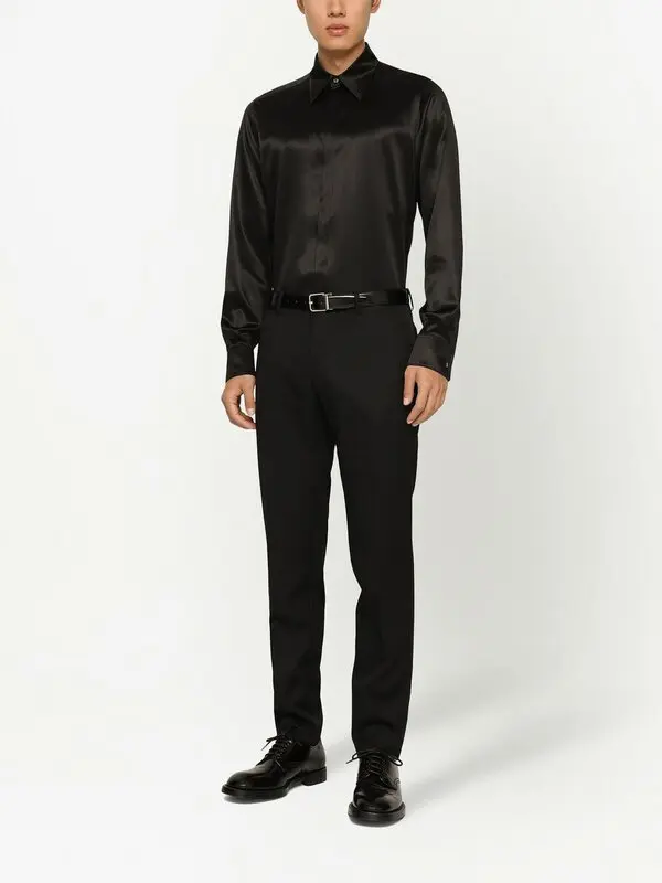 Dolce & Gabbana Martini-fit Button-down Satin Shirt - Black