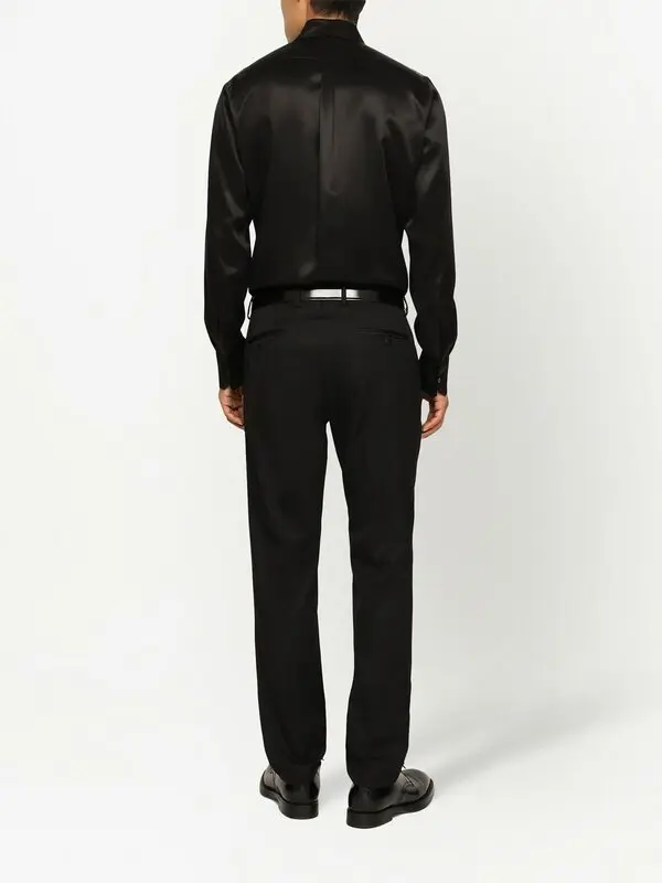 Dolce & Gabbana Martini-fit Button-down Satin Shirt - Black