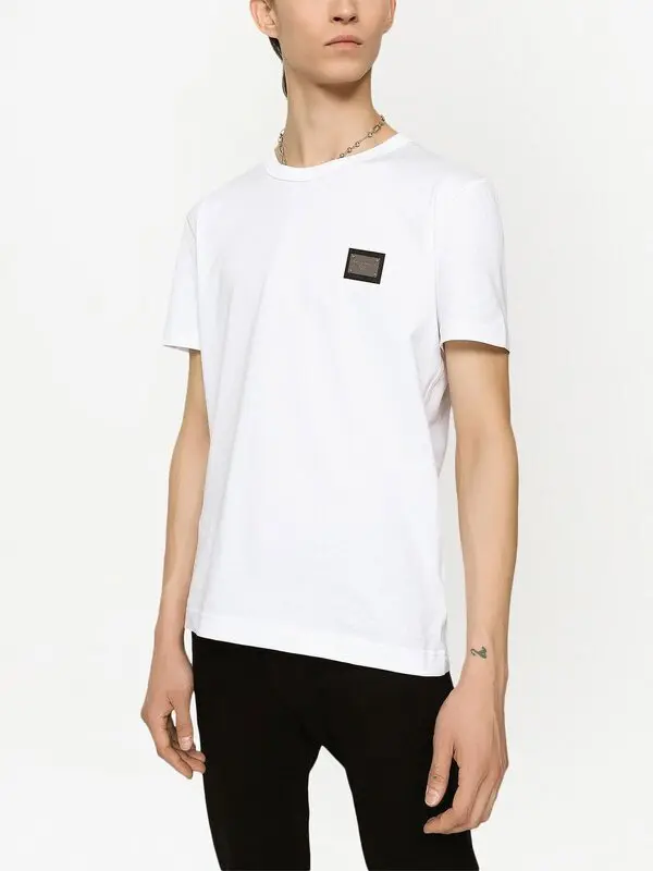 Dolce & Gabbana Cotton T-shirt With Branded Tag - White