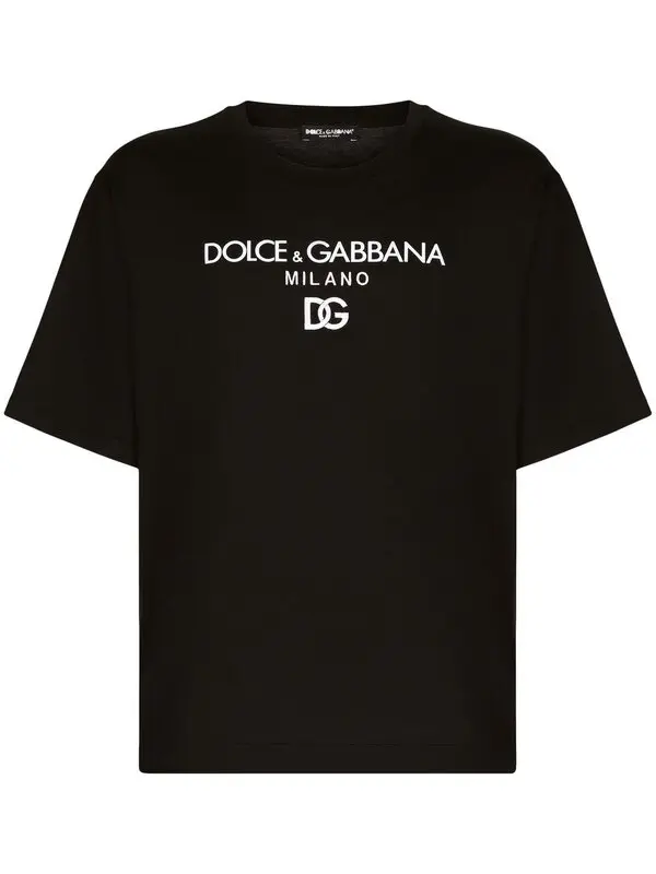 Dolce & Gabbana Logo-embroidered Cotton T-shirt - Black