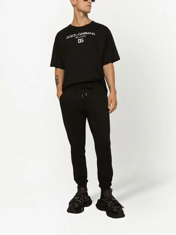 Dolce & Gabbana Logo-embroidered Cotton T-shirt - Black