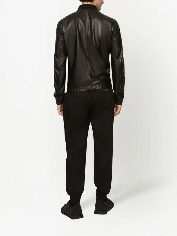 Dolce & Gabbana Logo-appliqué Leather Jacket - Black