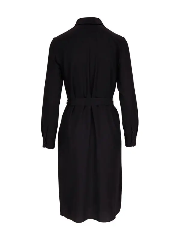 NILI LOTAN Ruffled Detailing Silk Shirt Dress