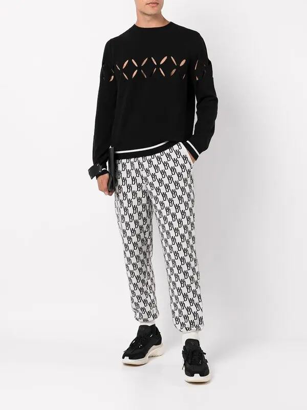 We11Done Monogram Intarsia-knit Track Pants