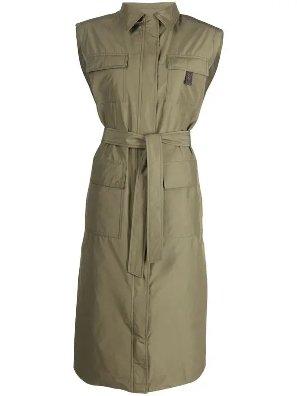Brunello Cucinelli Belted-waist Sleeveless Coat