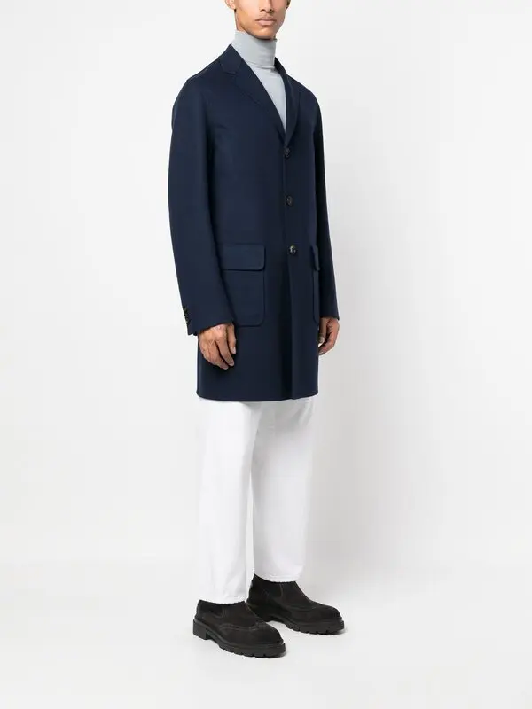 Colombo Notched-collar Wool Coat - Blue